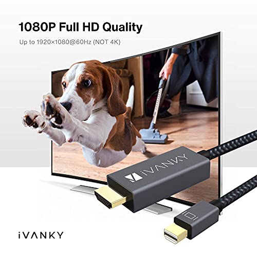 IVANKY Mini DisplayPort to HDMI Cable, and Uni-Directional 4k@30HzDisplayPort to HDMI Cable