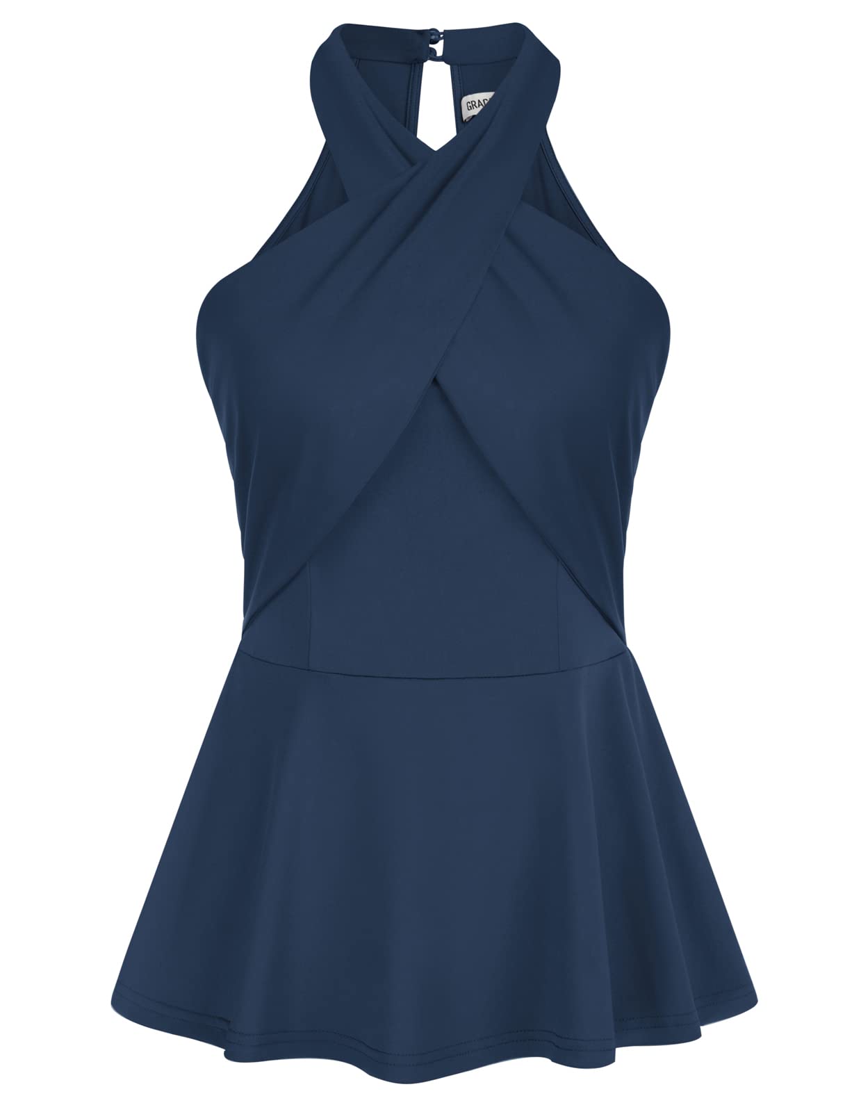 GRACE KARIN Flared A-Line Sexy Tops Tank Tops for Women Summer Sleeveless Shirts Navy Blue