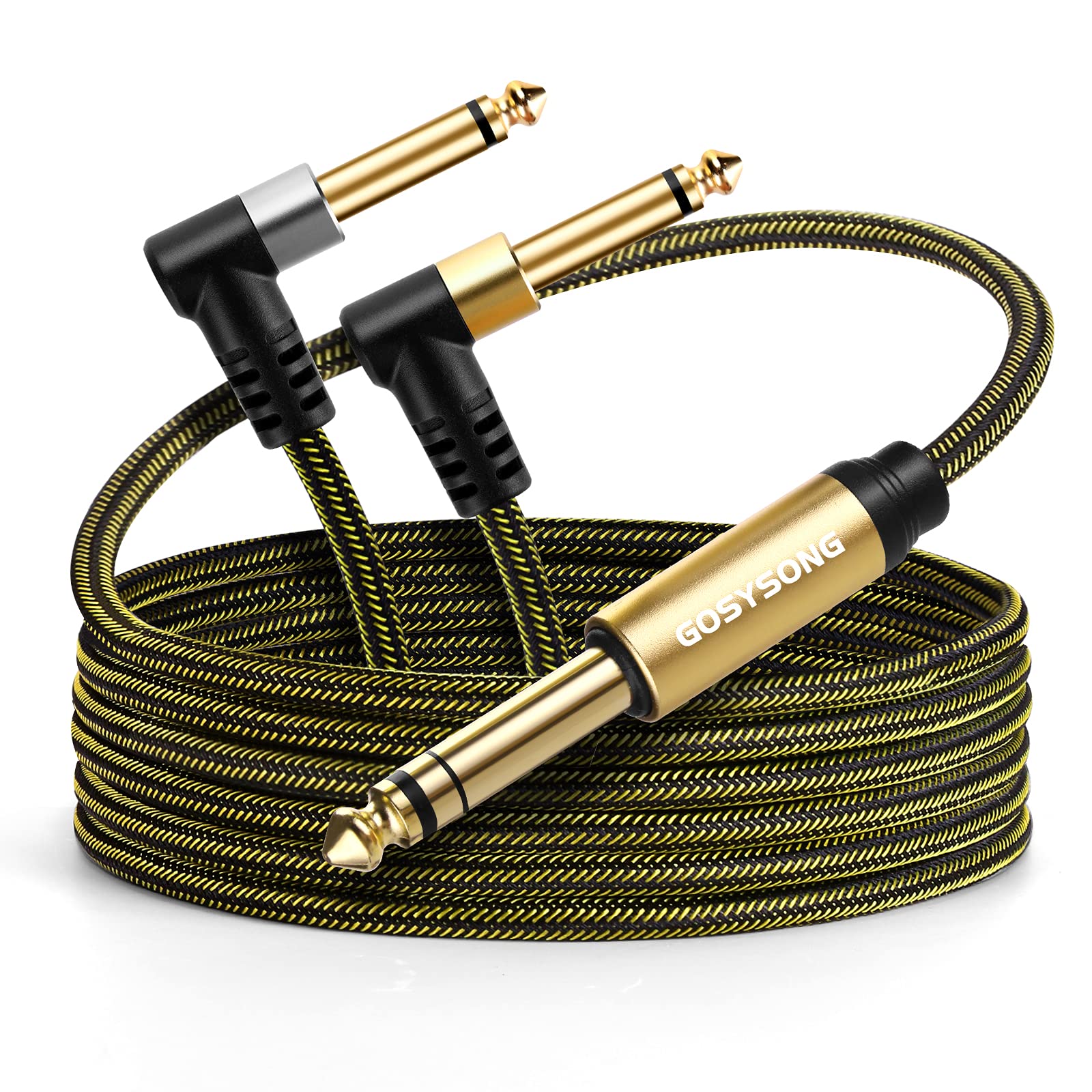 GOSYSONG 1/4 inch Splitter 20ft, 1/4 TRS Stereo to Dual 1/4 TS Insert Cable, 1/4 Stereo to Dual 1/4 Mono Cable, TRS 1/4 to 2 1/4 Mono Y Splitter Audio Cable