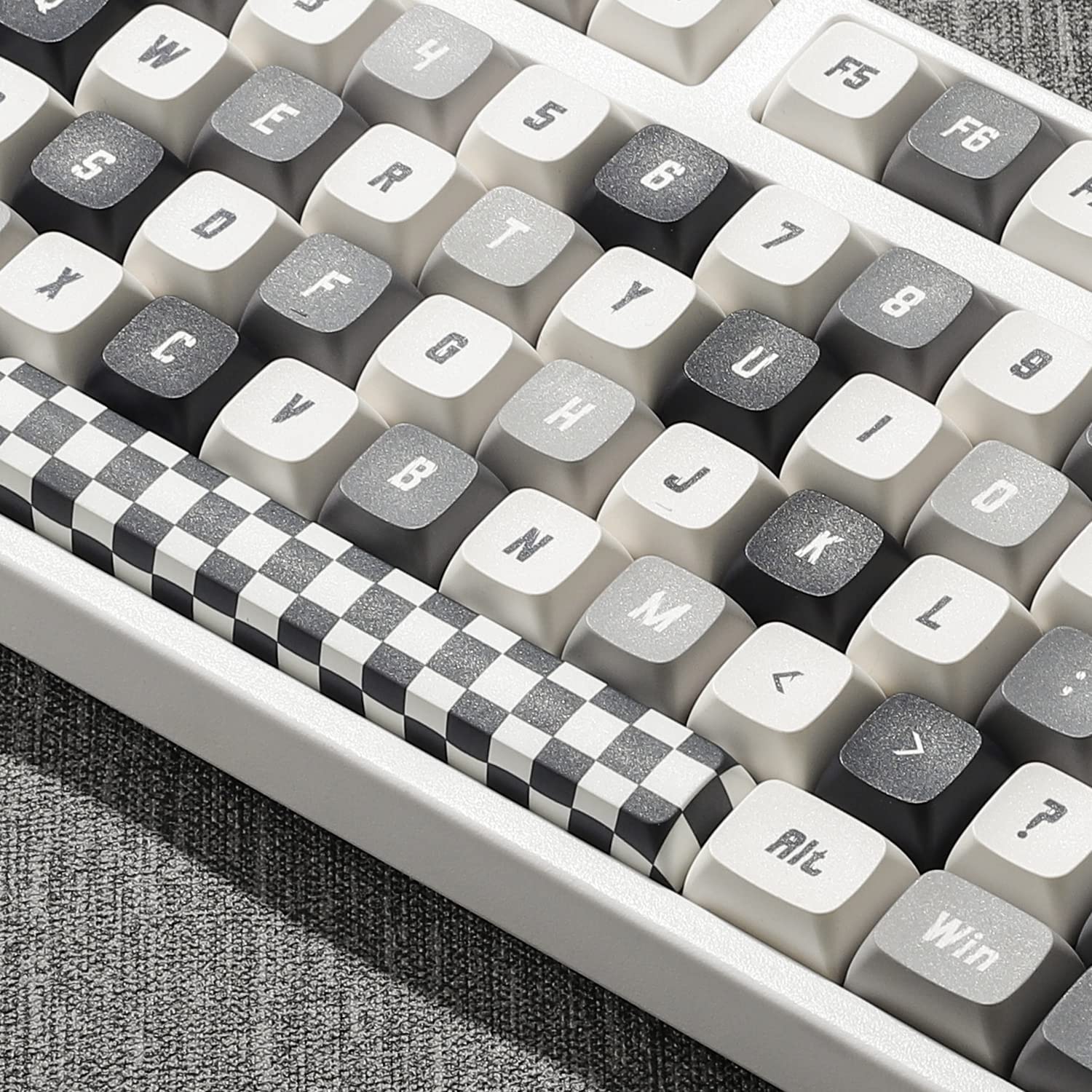 ZMX Retro Checkerboard Grid Theme keycap PBT Dye-Sublimation Custom Keycap, XDA Profile Personalized 125 Keycaps Set for MX Switch Mechanical Gaming Keyboard Accessory Keycap Set DIY(only keycap!)