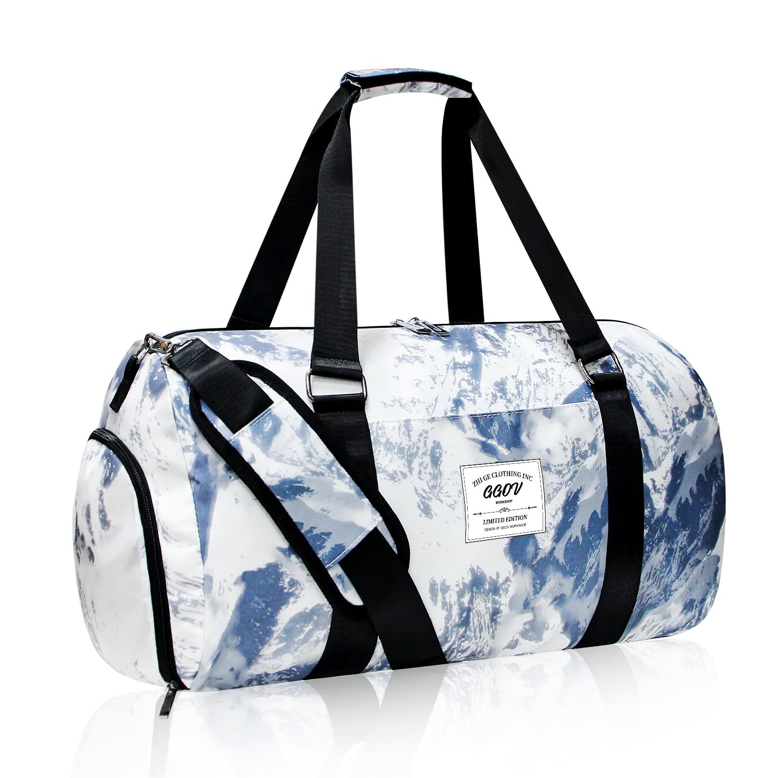 GGOV Duffle Bag for Travel Sports Gym Luggage Crossbody Tote bag with Shoe Compartment and Trolley Sleeve Carry on Duffel Bag for Women and Men Collapsible with Zipper,Multiple Pockets