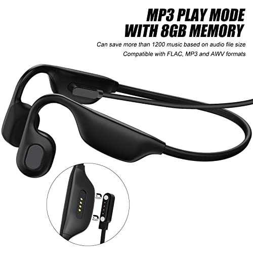 Tonfarb Bone Conduction Headphones Open Ear Wireless Bluetooth Headset with Mic Sweat Resistant Bone Conducting Earphones for Running Fitness Office Home Workouts Cycling (Black-Swimming)