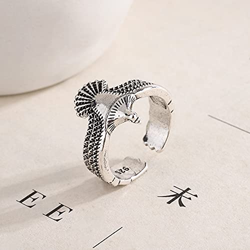 Izpack Vintage Eagle Stackable Ring for Women Cool Bird Chunky Wide Open Adjustable Statement Finger Band Silver Plated Knuckle Joints Rings Fashion Jewelry Christmas Gifts