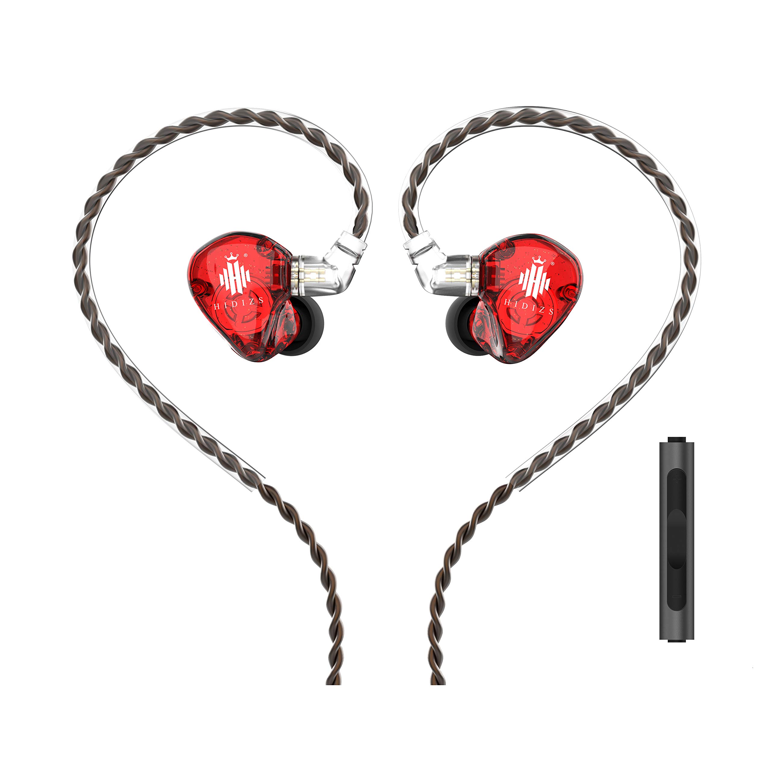 Hidizs MS1-Rainbow in-Ear Monitors Headphones, Hi Res IEMs Earphones with Detachable Cable, Polymer Diaphragm HiFi Bass Noise Cancelling Sports Headphones for Android Smartphones/Audio Players (Red)