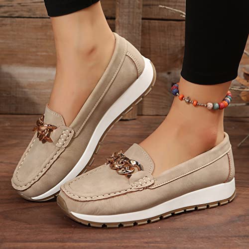 Leisure Women Artificial Leather Solid Color Autumn Thick Sole Flat Slip On Lazy People Round Casual Shoes for Toddler