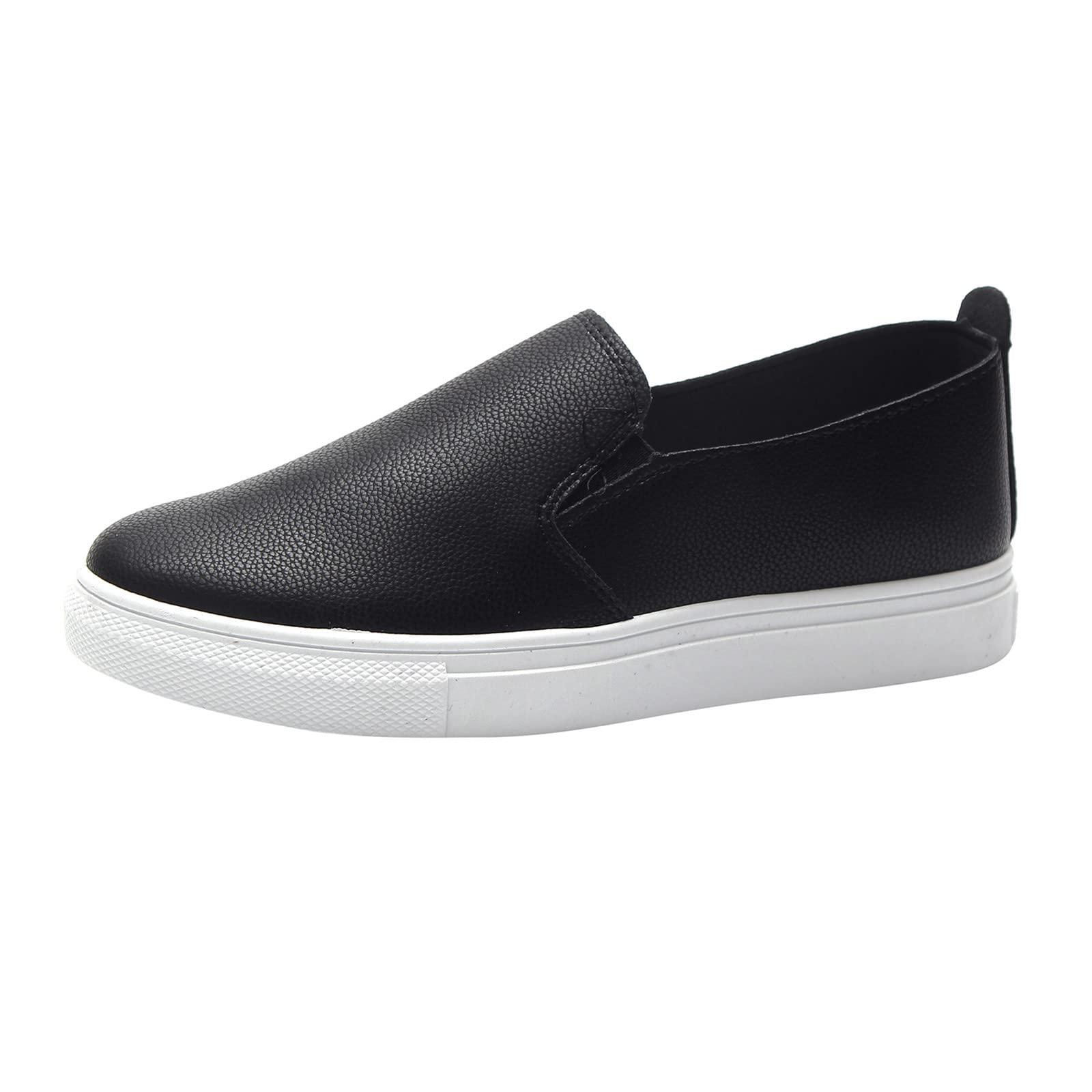 Leisure Women's Four Seasons Solid Color Non Slip Flat Round Toe Breathable Slip On Lazy Shoes Mens Casual Shoes Size 11 Black