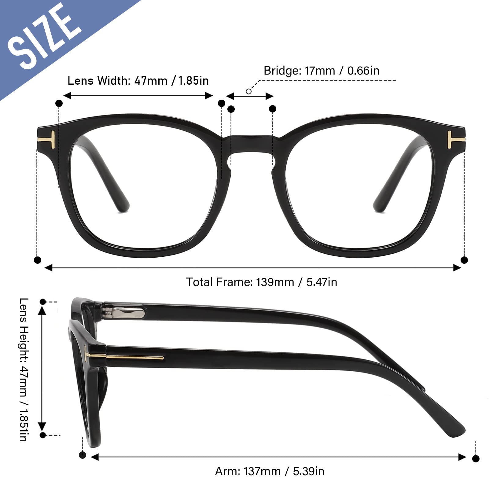 KSSESSE Small Blue Light Blocking Glasses with 4Pcs Magnetic Polarized Clip On Sunglasses Lenses for Men Women Multi-use