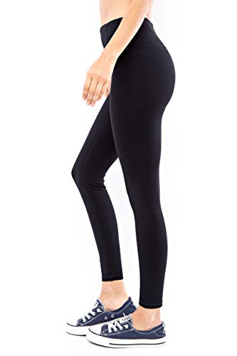 Hype Up Women's High Waisted Super Soft Buttery Activewear Full Length Yoga Leggings with Inner Pocket (S-3X) Black
