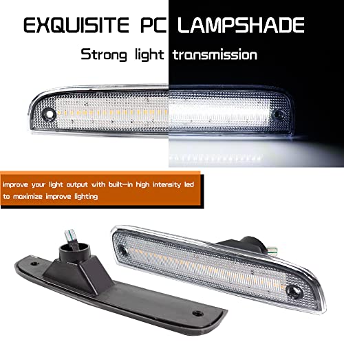 Tonsya White Led Clear Lens kit Compatible With 1997 1998 1999 2000 2001 Jeep Cherokee Front Bumper side Corner Parking Marker Light CH2551118,CH2550118,55055147,55055146