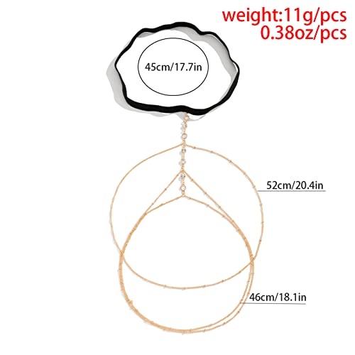 Lirgoriy Sexy Beach Multi-layer Leg Chain Pearl Thigh Chain Elasticity Thigh Leg Chain Boho Summer Bikini Body Jewelry for Women (Gold Multi-layer Thigh Chain)