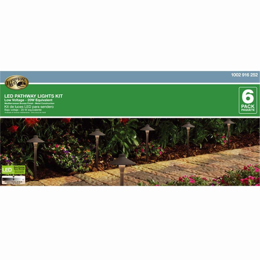 Hampton Bay 1.8-Watt Mediterranean Bronze-Metal Outdoor Integrated LED 3000K Landscape Path Light (6