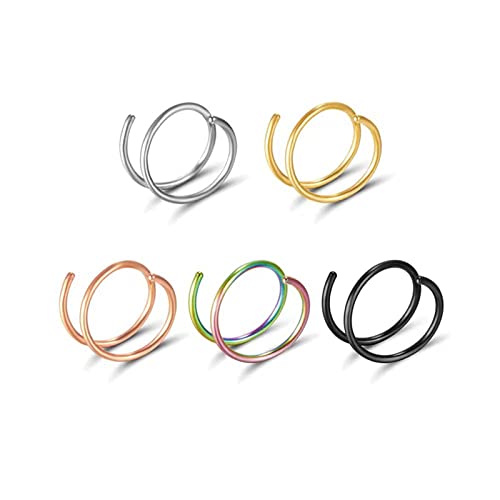 Jewelry 12g Ring for Women Jewelry Nose Hoop Hoop Spiral for Girls Nostril Piercing Hoop Nose Nose for Piercing Nose Ring Hoop Nose Jewelry (B, One Size), Stainless Steel, Rose Gold, Silver