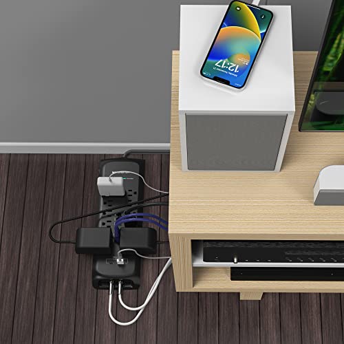 Monster Black Heavy Duty Surge Protector Power Strip 6 ft Cord with 10 120V-Outlet Extension, 2 Ethernet Switch Ports, 4050J Rating, 1 USB-A, and 1 USB-C Charging Ports β Ideal for Computers & Offices