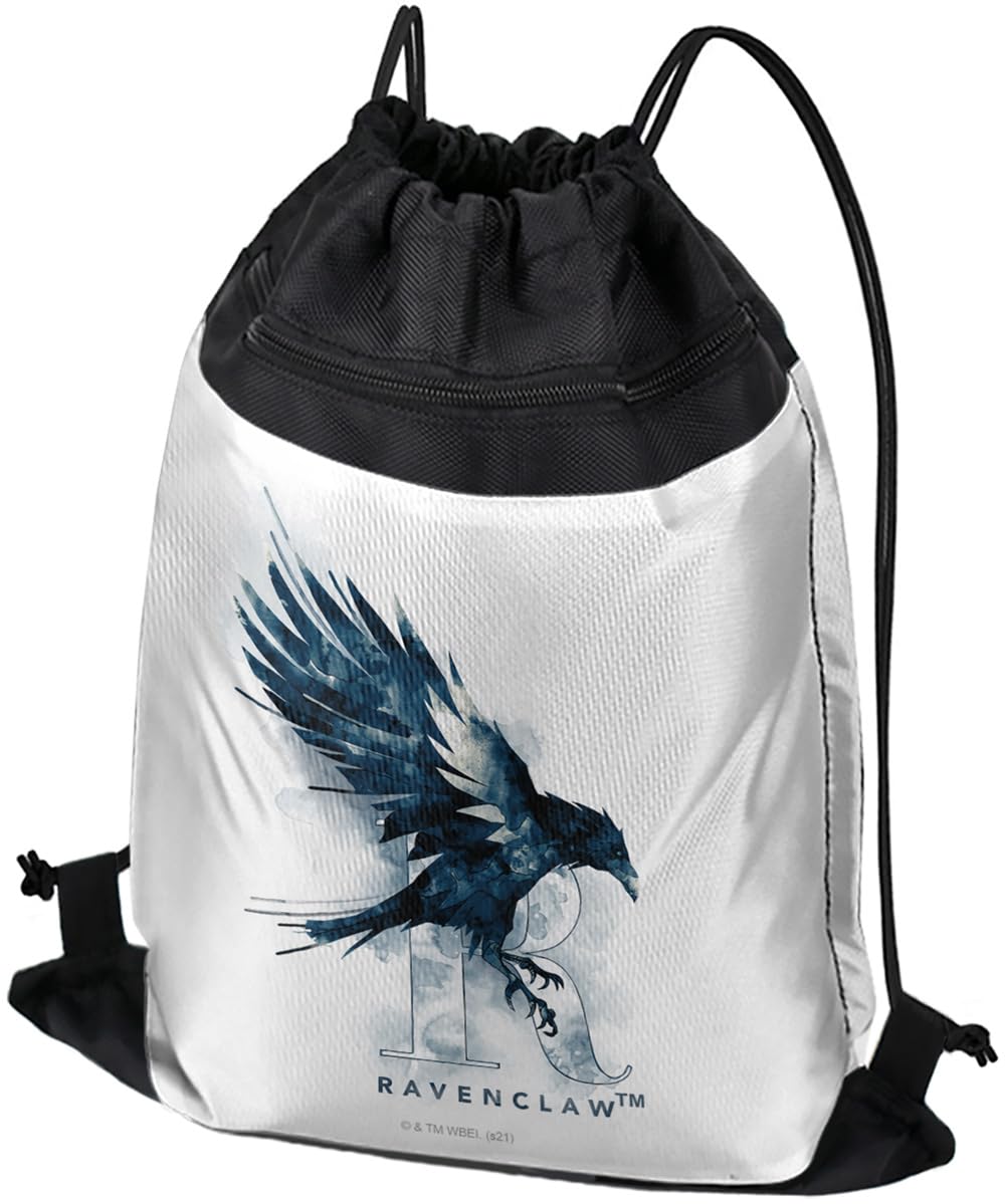 LOGOVISION Harry Potter Ravenclaw Watercolor Crest Drawstring Backpack Sports Bag Sackpack 17" x 13", Perfect for Gym, Yoga or Practice