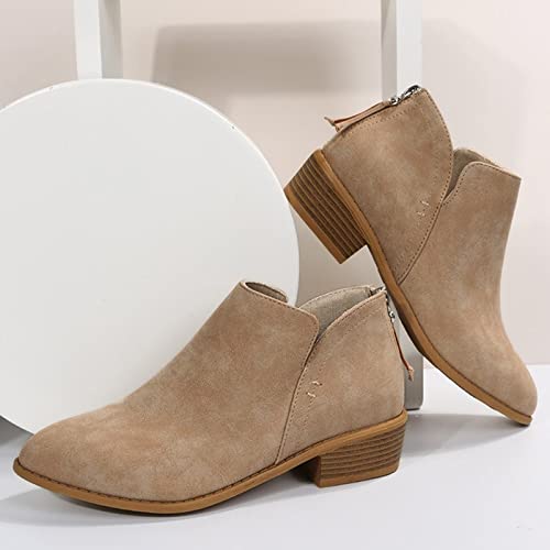 Lovely Nursling Womens Fashion Boots Low Heel Womens Ankle Booties Boots Square Toe Anti-Slip Womens Combat Boots Short Platform Booties