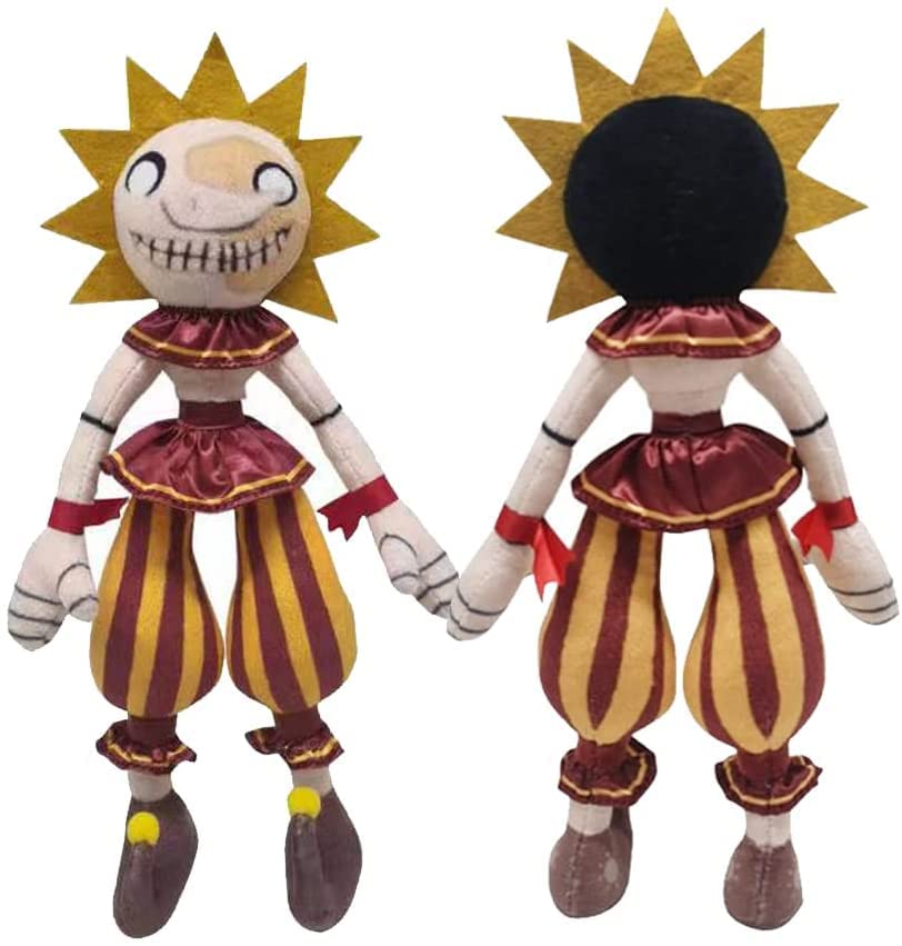 ULTHOOL Sun Moondrop Plush, FNAF Security Breach Clown Figure, 2Pcs 11in Sundrop Moondrop Plushies Toy for Kids and Game Fans Gift (Sun&Moon Clown 2pcs)