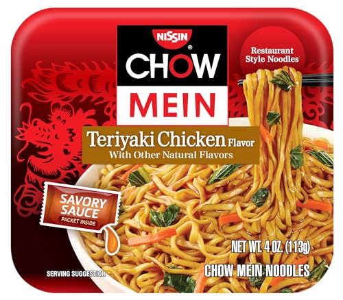 Nissin Chow Mein Teriyaki, Chicken, 4 Ounce (Pack of 8)