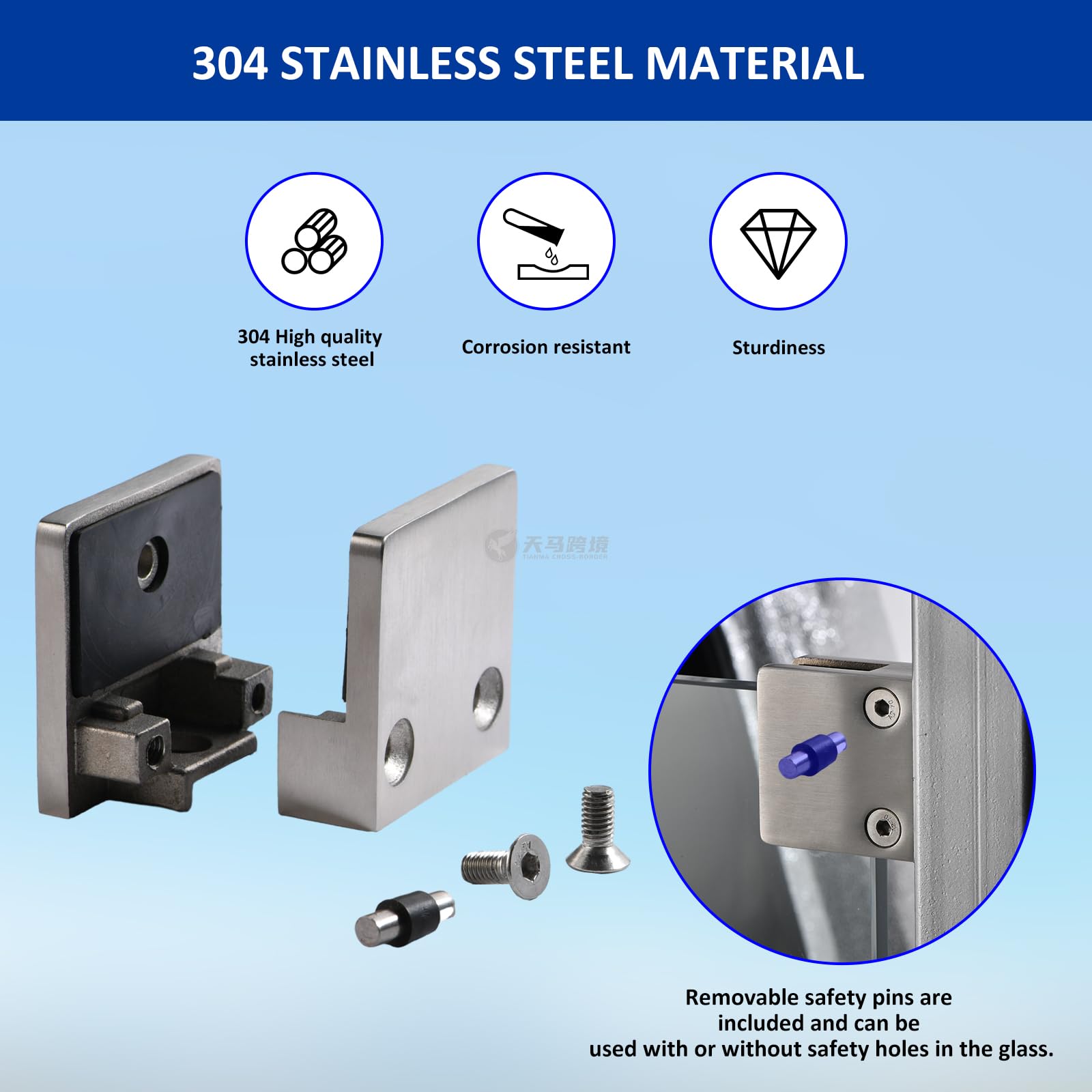 Glass Clamp-4PCS Adjustable Glass Shelf Bracket, 1/3 "-1/2 " 304 Stainless Steel Glass Clamps, Glass Clamp Bracket Is Suitable for Railing, Stairs, Glass Wall, All Kinds of Glass (Silver-4pcs)
