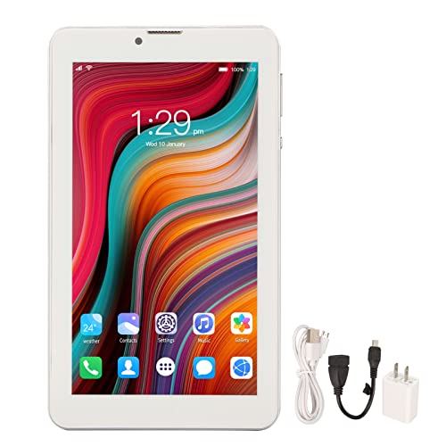 HEEPDD Tablet PC White 8 Core CPU for Android 10 4GB 32GB Calling Tablet 1960x1080 IPS for Writing (US Plug)
