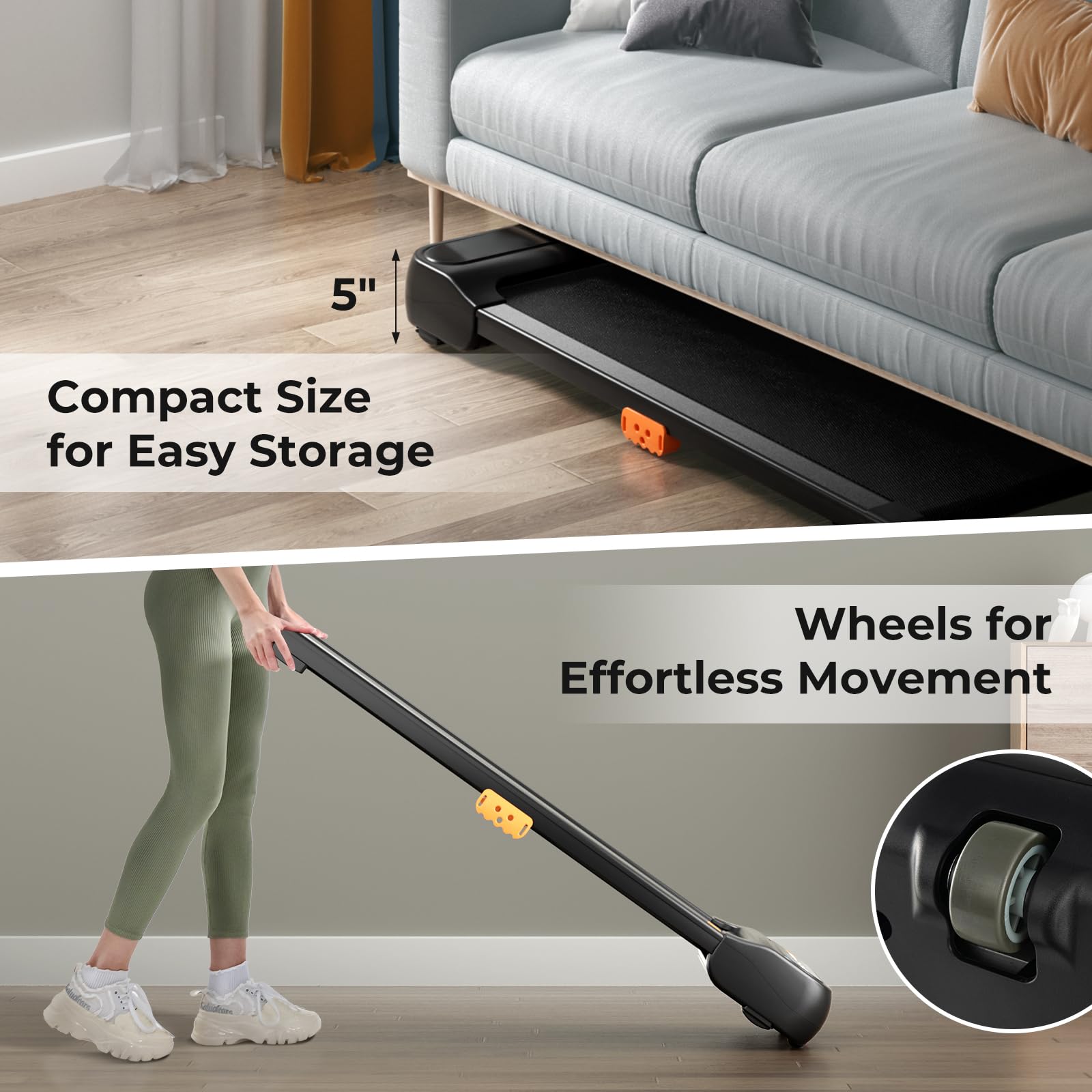 GYMAX Walking Pad, 2 in 1 Under Desk Treadmill for Home with Watch Remote Control, LED Display, 12 Preset Programs & Pause Function, Portable Compact Running Treadmill for Office Small Space