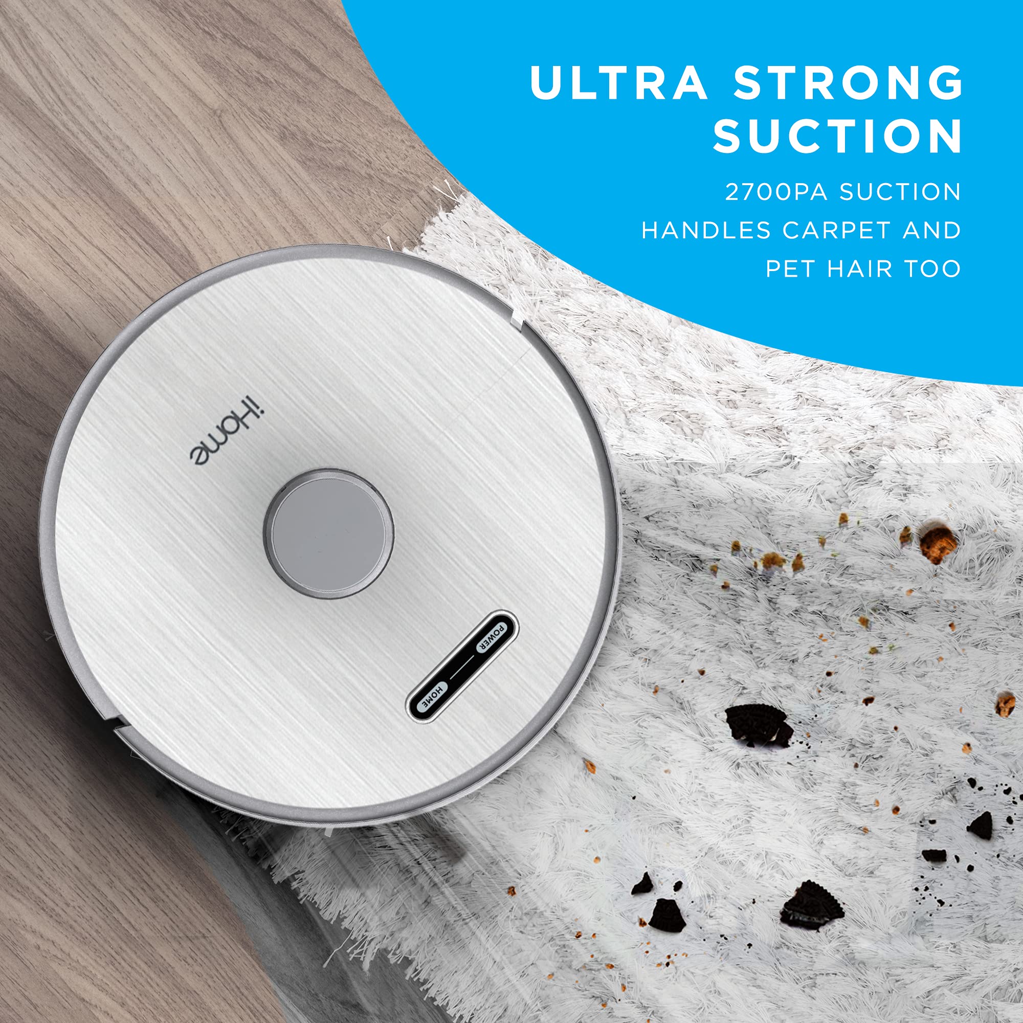 iHome AutoVac Halo,Robot Vacuum and Mop Combo, Robotic Vacuum Cleaner, Automatic Self Emptying Dirt Disposal Base, Wi-Fi Connected Smart Mapping, Lidar Visual Navigation Technology, App Control