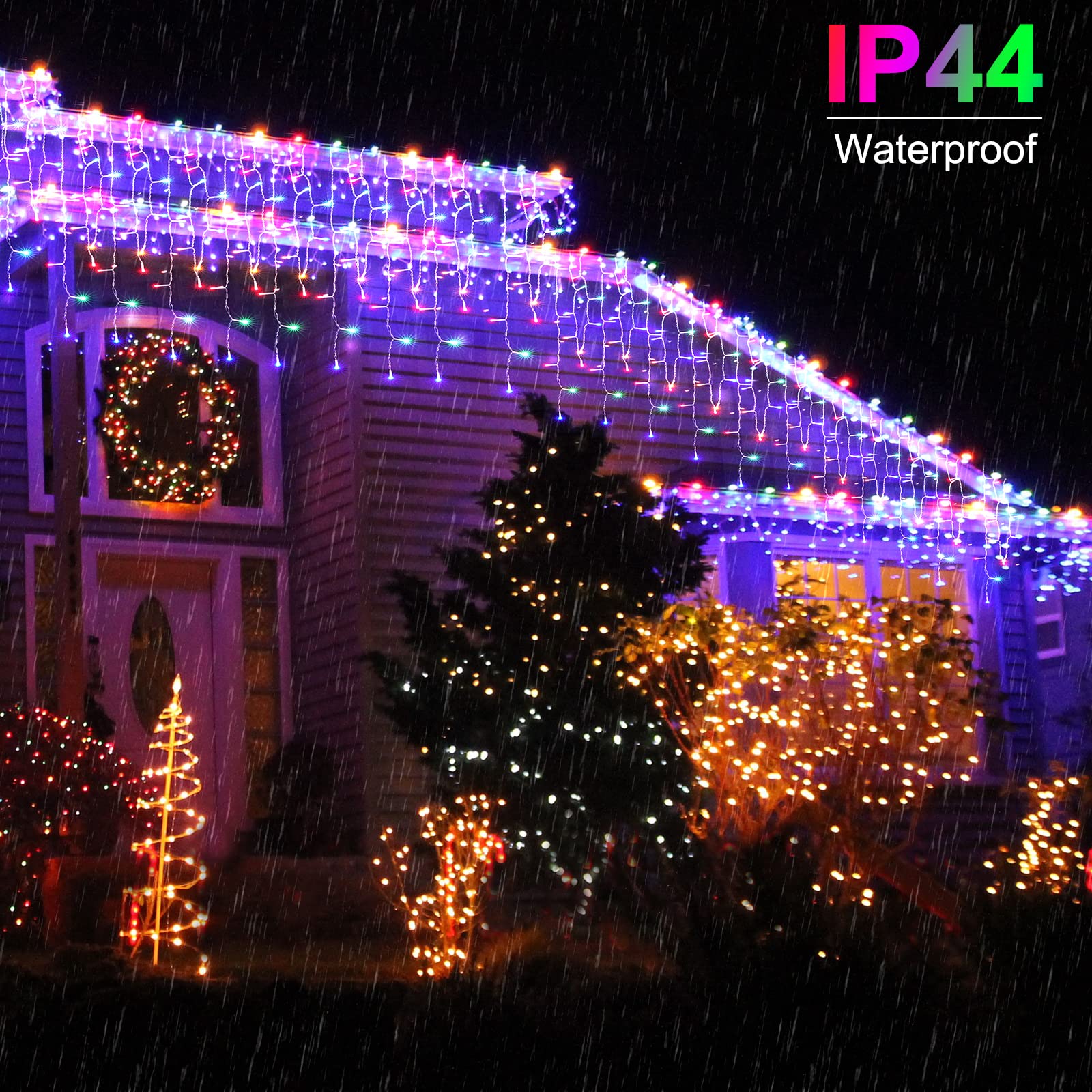 Icicle Lights Outdoor, 19.6FT 306 LED 8 Modes Icicle Christmas Lights with 54 Drops, Icicle String Lights with Remote &Timer, Waterproof Fairy Lights for Indoor Patio Tree House Decor, Pure White