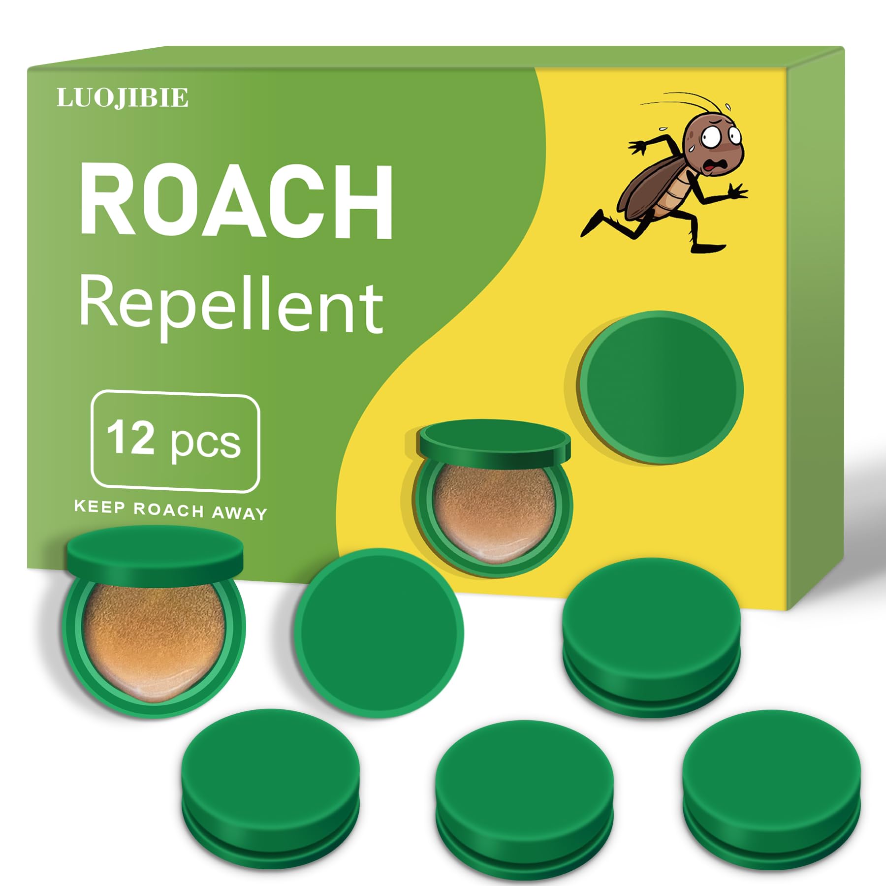 LUOJIBIE Roach Bait Stations, Natural Cockroach Repellent, Roach Traps Indoor/Outdoor Use, Roach Killer Indoor Infestation for Small & Large Roaches-12P