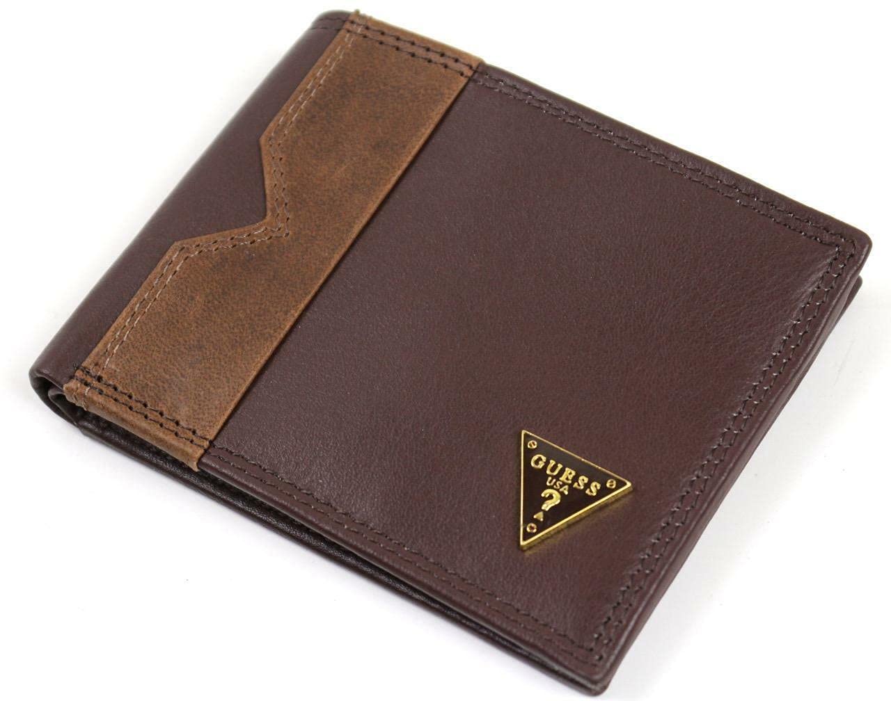Guess Men's Brown Leather Billfold Brown Wallet