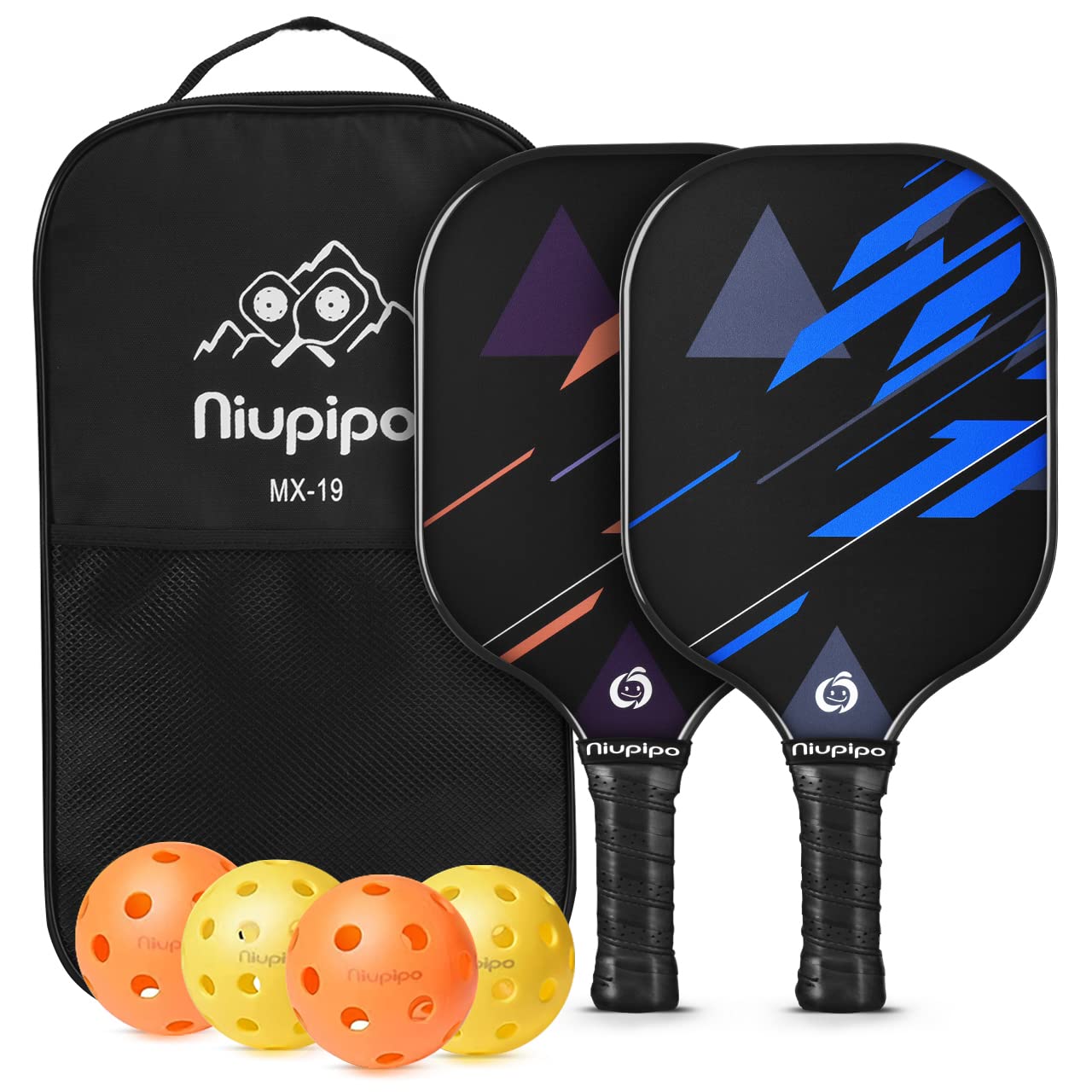 Niupipo Pickleball Paddles Pickleball Set of 10 Balls and 1 Pickleball Bag