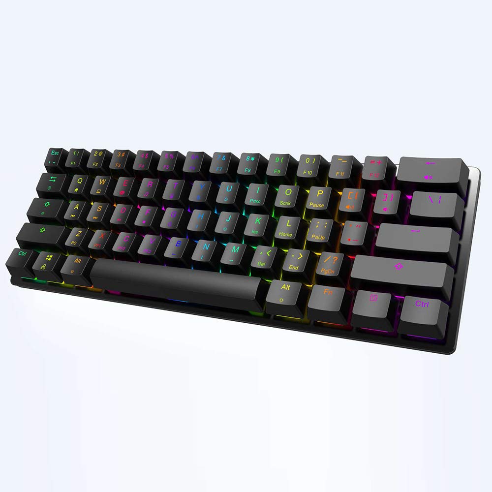Golanhome 60% Mechanical Gaming Keyboard 61 Keys RGB Magic Refiner MK21 Mechanical Keyboard Portable Gaming Office Keyboard for PC Mac Gamer