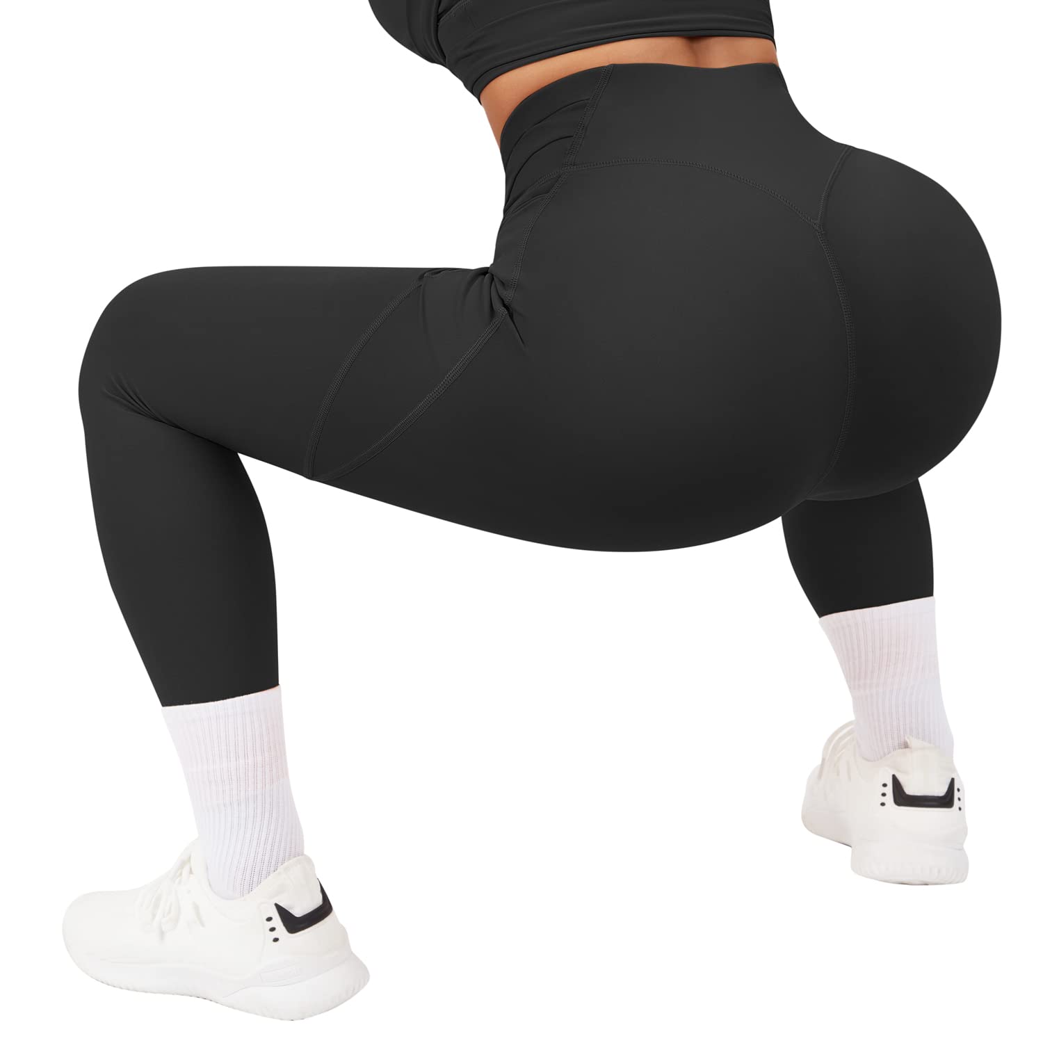 KUNISUIT Scrunch Butt Lifting Workout Leggings for Women Booty High Waisted Yoga Pant Seamless Gym Tights(M,Black-85