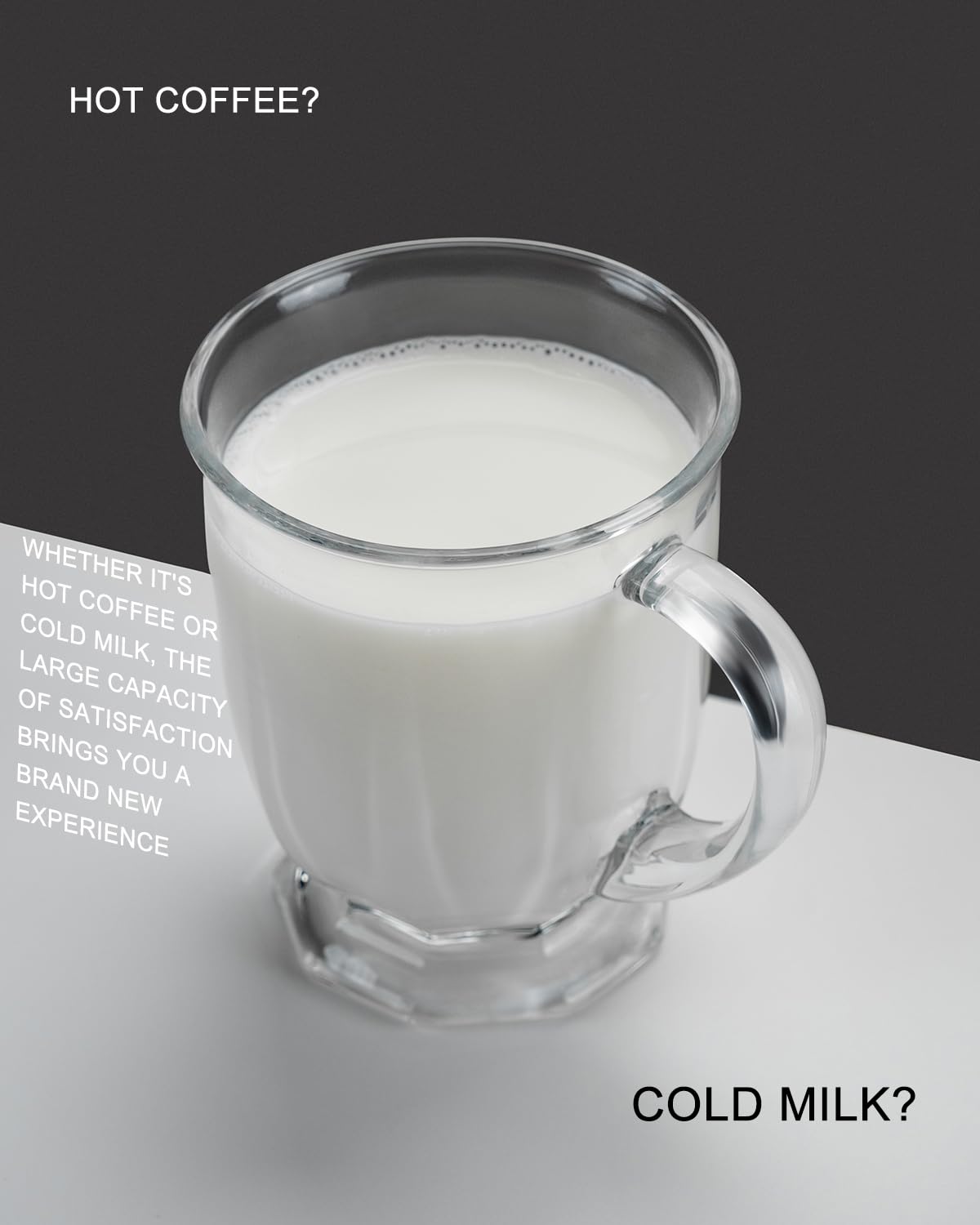LUXU 24 OZ Glass Coffee Mugs(Set of 2),Large Clear Coffee Mug,Glass Mugs With Handles for Hot and Cold Beverages,Durable Mugs for Tea, Cappuccino, Latte,Coffee,Juice,Milk,Hot Chocolate,Beer Mugs
