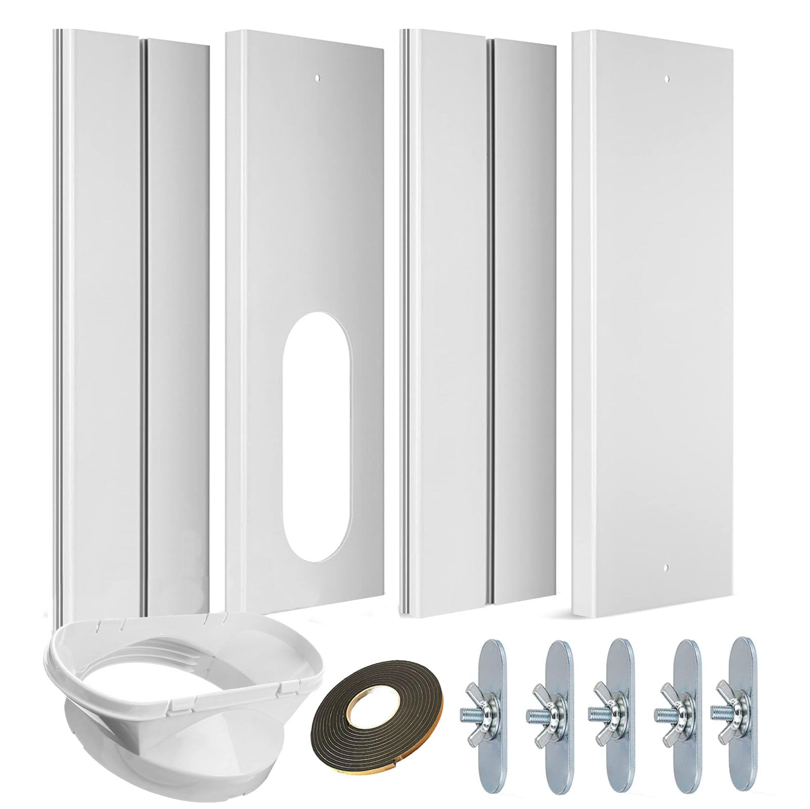 gulrear Portable air Conditioner Window kit Universal Portable AC Window Vent kit with 4 Plates Seamless Slot Style Portable ac Window kit Adjustable Length from 20" to 62" Suit for 5.0" Exhaust Hose