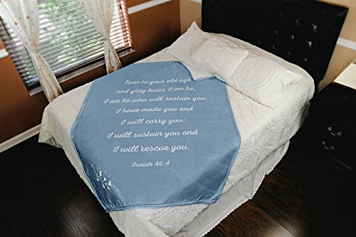 Scripture Blanket with Bible Verse from Isaiah 46:4 - Quarry Gray Luxuriously Soft 50"x65" Inspirational Throw Blanket - Lightweight Flannel Fleece Blanket