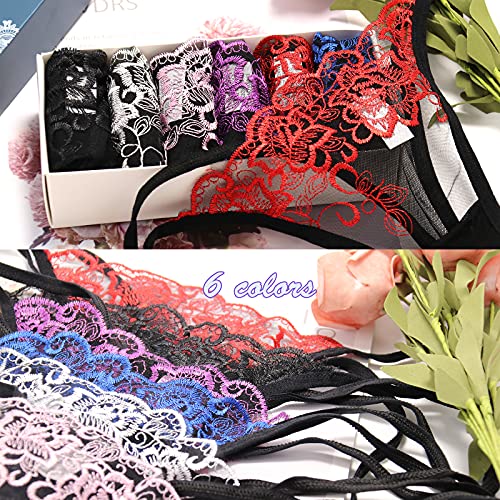 Women Tie Side Panties Sexy Adjustable G-String see through Mesh Yarn Thong Underwear-Multicolor