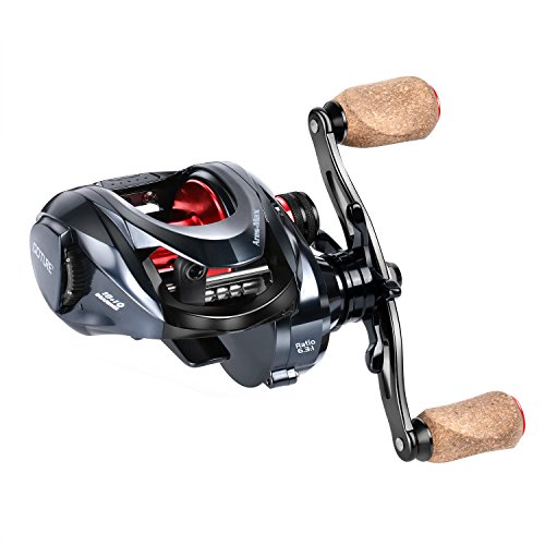 Goture Ares-Max Baitcasting Fishing Reel 22LB Carbon Fiber Drag, 6.3:1 Low Profile Baitcaster Reel with Magnetic Brake System10+1 Shielded Bearings (Left Handle with Cork Knob)
