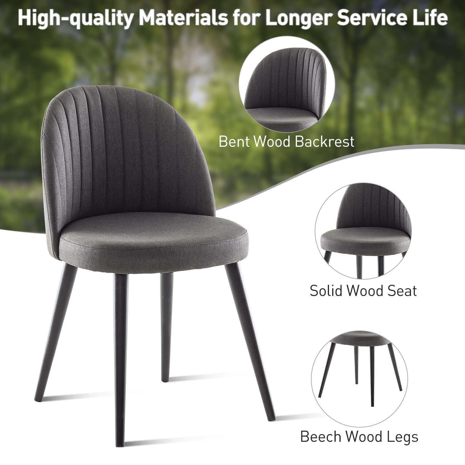 Giantex Set of 4 Modern Velvet Dining Chairs, Multipurpose Mid-back Armless Accent Chairs, Side Chair Set w/Beech Wood Legs, Perfect for Dining Room, Kitchen, Living Room, Grey