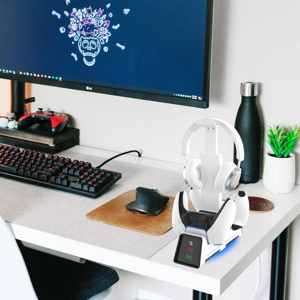 JDDWIN Magnetic Dual Charger Compatible with P5/X.S.X/NSW Controller,Controller Charger with Headset Hanger.