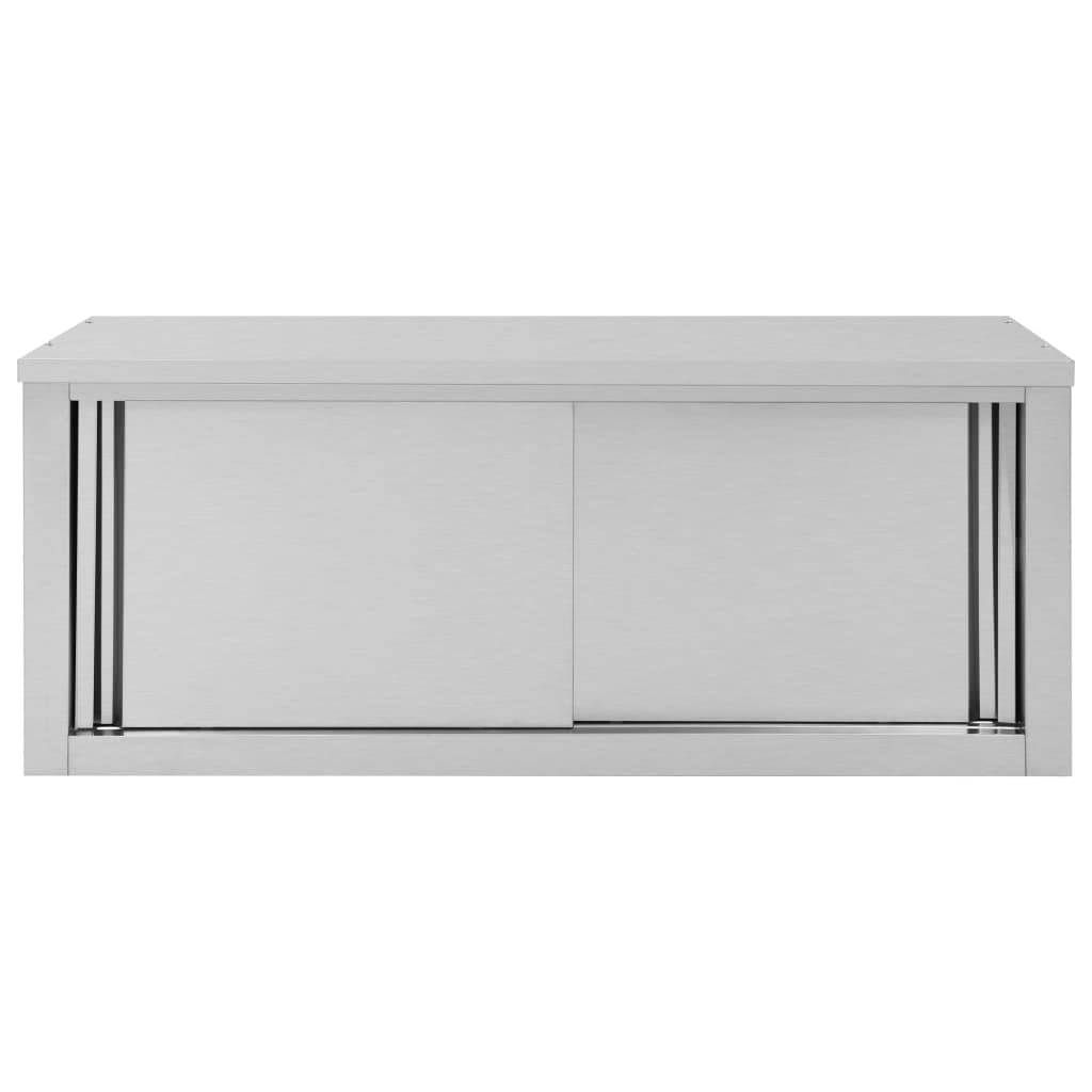 GOLINPEILO Stainless Steel Kitchen Wall Cabinet Storage with 2 Sliding Doors, Wall Cupboard Wall-Mounted Storage Cabinet Organizer for Kitchen Living Room 35.4" x 15.7" x 19.7"