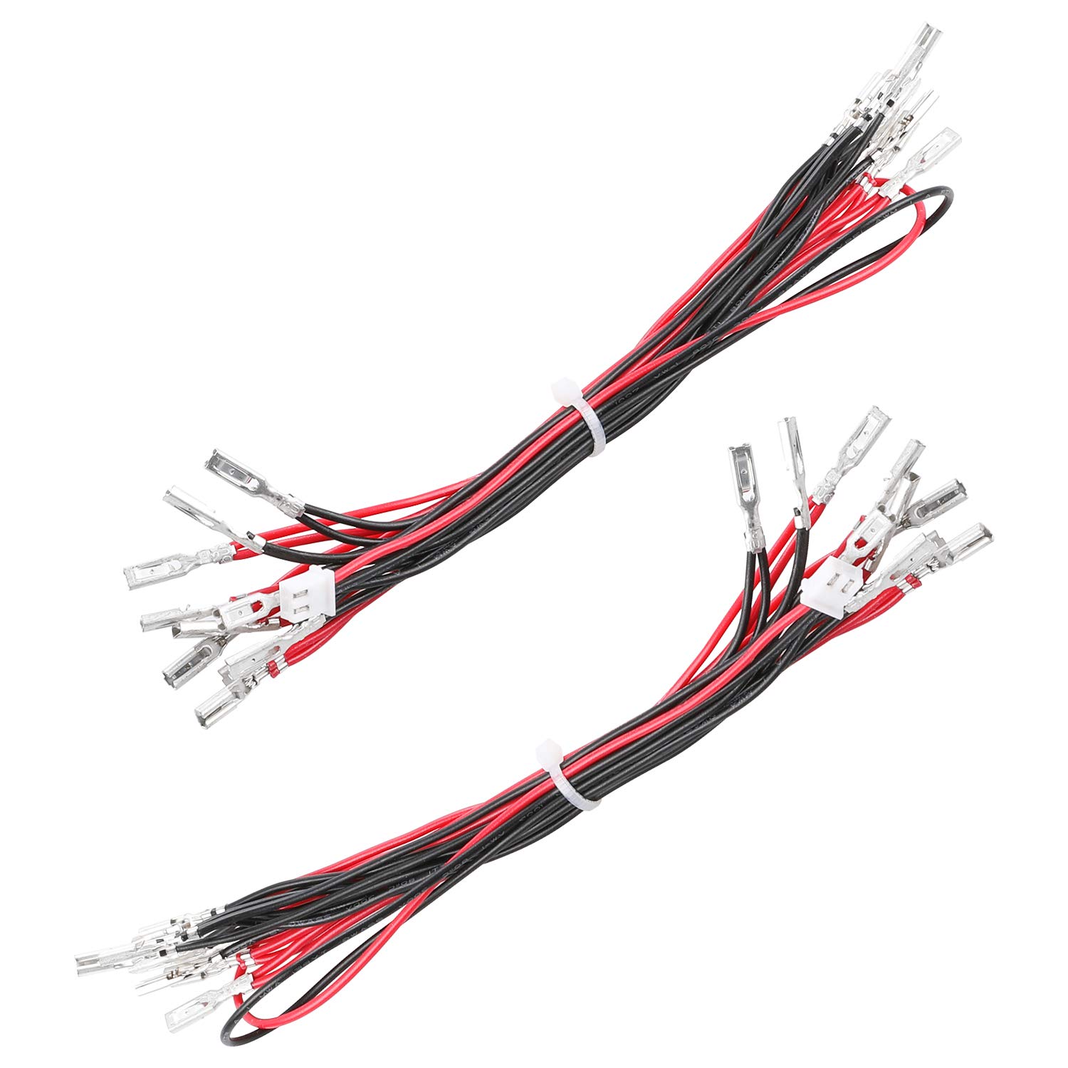 GUWARRY 2 Pcs LED Power Cable Daisy Chain JST XH2.54 2Pin Plug to 0.110 Inch /2.8mm Terminals Jumper Wire Harness Lighted Up 20 LED Arcade Buttons for Arcade USB Encoder, MAME, Arcade1Up, Raspberry Pi