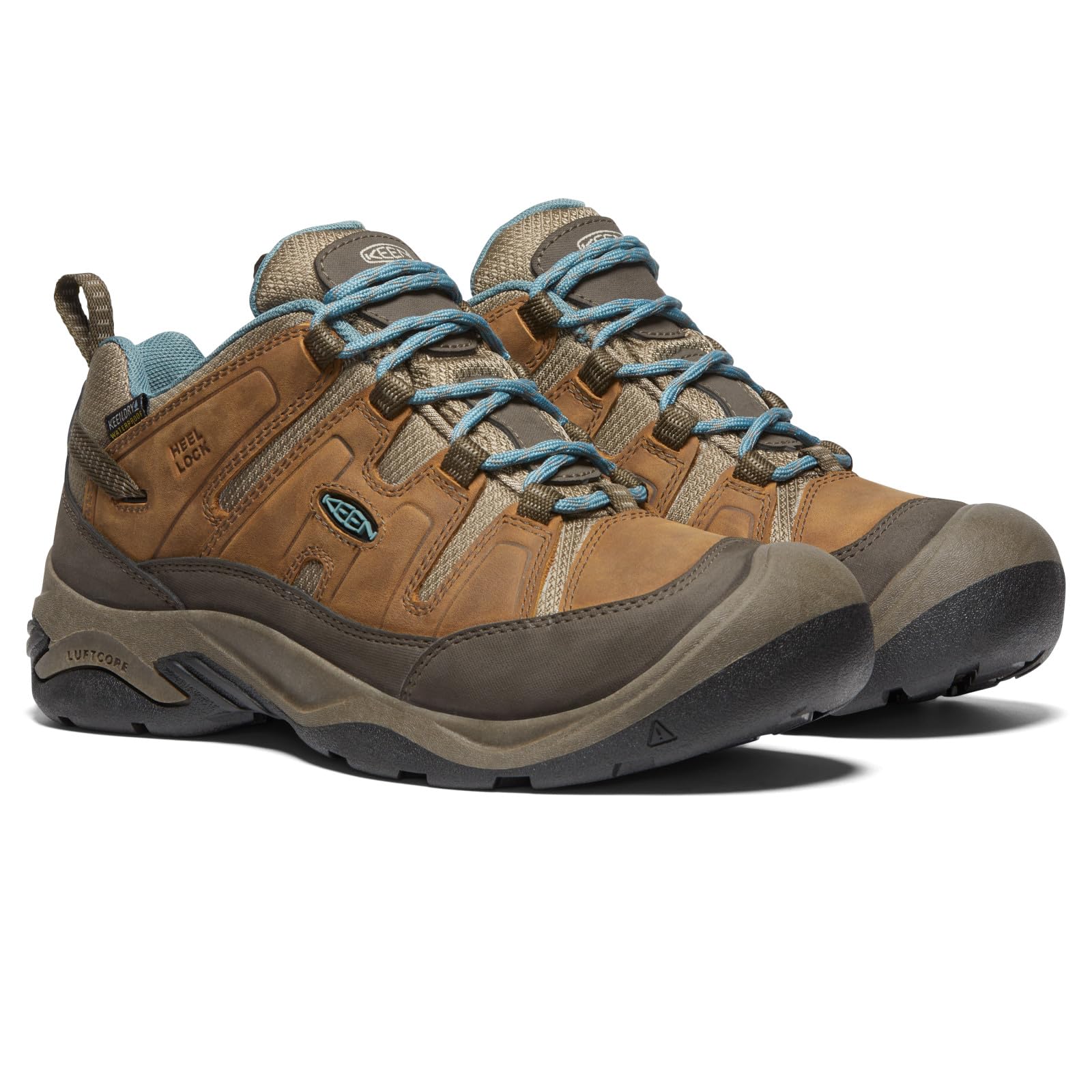 KEEN Women's Circadia Low Height Comfortable Waterproof Hiking Shoes, Syrup/North Atlantic, 11 Wide