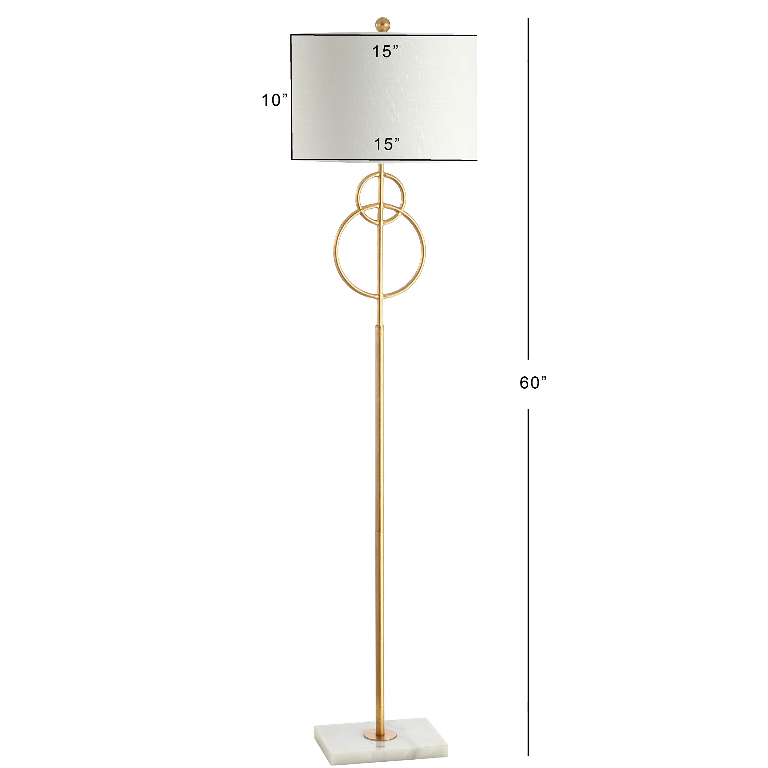 JONATHAN Y JYL1097A Haines 60" Modern Circle Marble/Metal LED Floor Lamp Classic,Glam,Transitional for Bedrooms, Living Room, Office, Reading, Gold