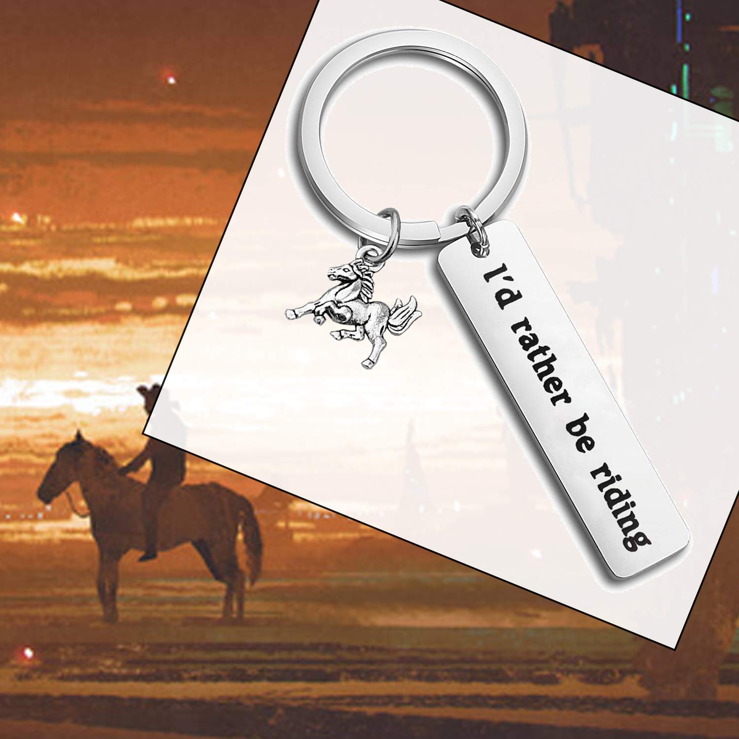Gzrlyf Horse Keychain I'd Rather be Riding Horse Equestrian Gifts for Horse Lovers(Keychain)