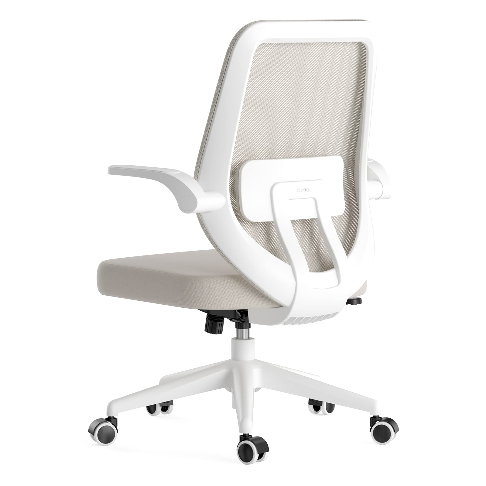 Hbada Home Office Desk Chair with Flip Up Arm, Breathable Mesh Back Lumbar Support Task Chair, Ergonomic Office Chair with Adjustable Height & PU Wheels, Swivel Computer Desk Chair, Black
