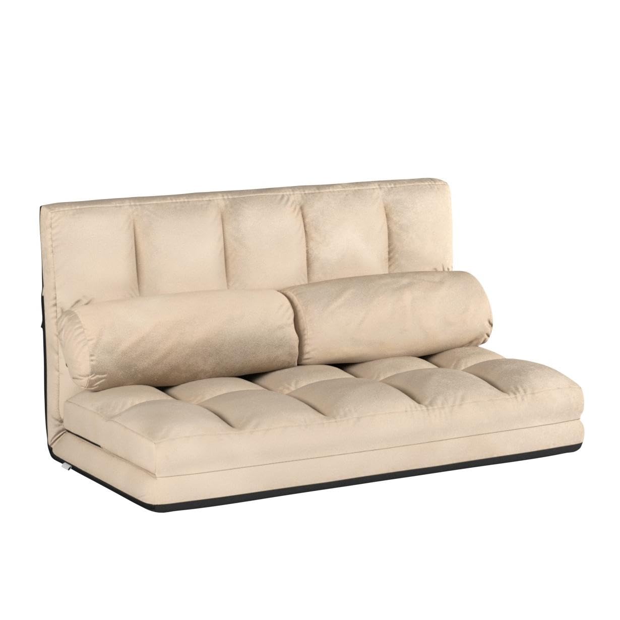 Giantex Adjustable Floor Sofa, Foldable Lazy Sofa Sleeper Bed 6-Position Adjustable, Suede Cloth Cover, Floor Gaming Sofa Couch with 2 Pillows for Bedroom/Living Room/Balcony (Beige)