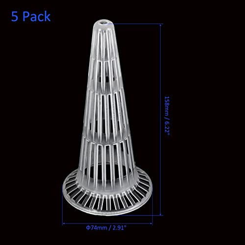 M METERXITY 5 Pack Plant Pot Hole Mesh Pads - Cone Shape Bonsai Flowerpot Drainage Grid Screen Apply to Outdoor/Garden (158x74mm, Clear)