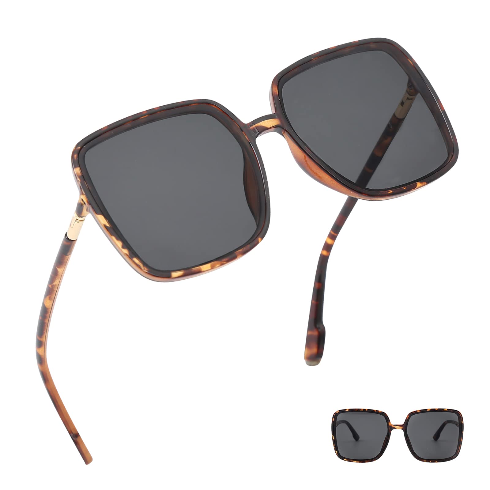 ILLAOI Square Oversized Sunglasses Women Trendy - 70s Vintage Big Sunglasses for Women Men, Large Plastic Frame Sunnies