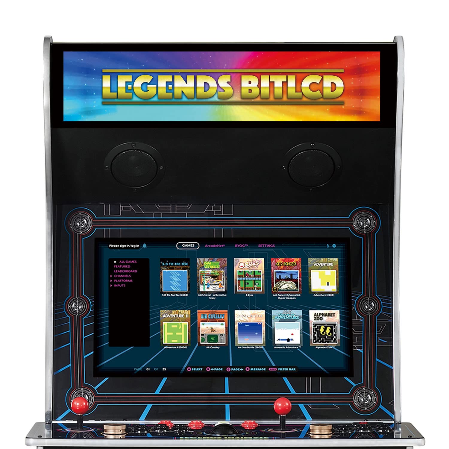 Legends BitLCD Marquee, USB Connection, Arcade Games, Classic Retro Video Games, Arcade & Console Games, Action Fighting Puzzle Sports & More, Home Arcade