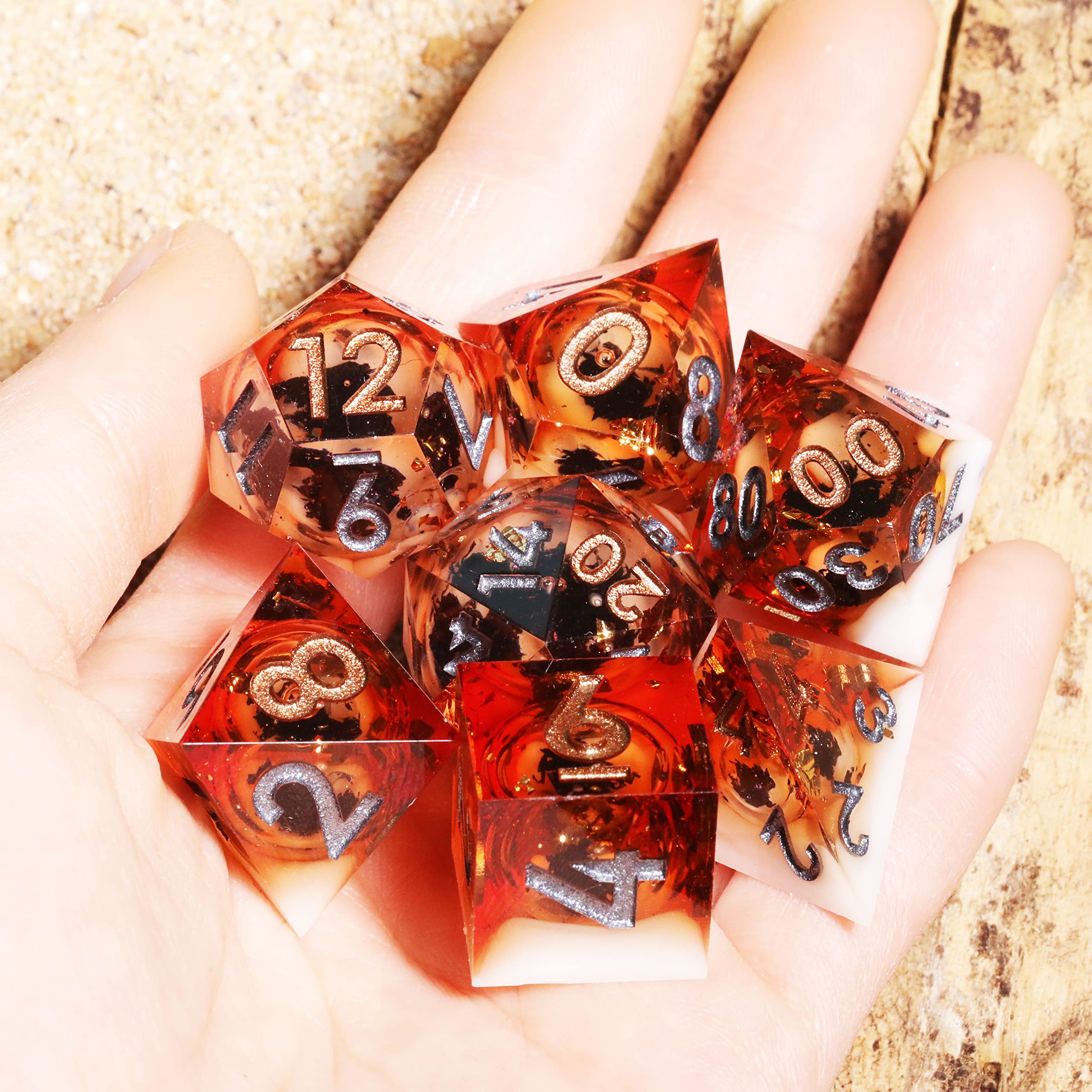 Liquid Core Dice MINI PLANET DND Dice Set for TTRPG Dungeons and Dragons Handmade Sharp Edge DND Dice Set Polyhedral Dice (Yearning for Peace)
