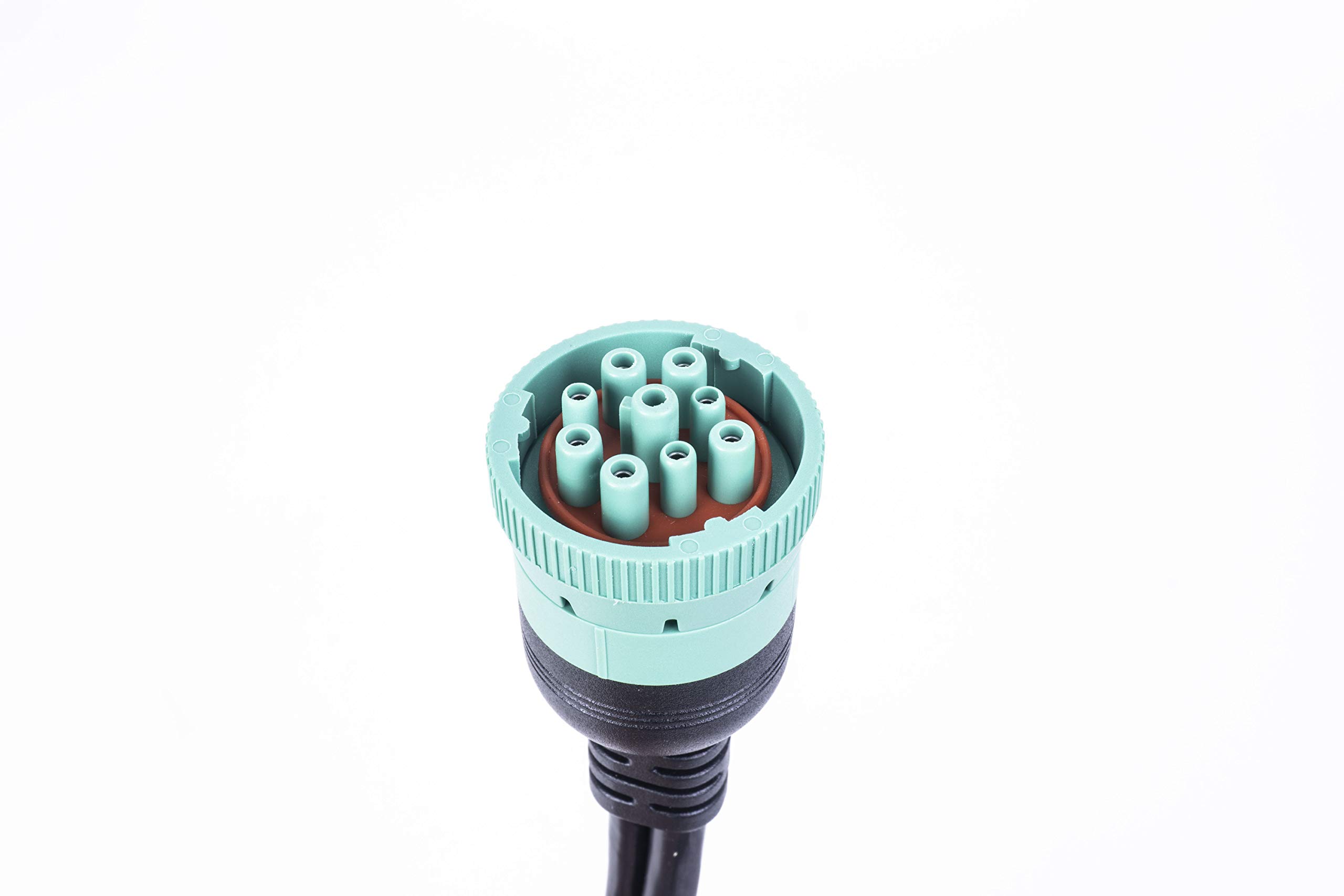 Green Type 2 J1939 9pin Female to OBD2 and to nut J1939 Male Splitter Y Cable for Truck Freightliner GPS ELD Tracker Moulded Type 30cm